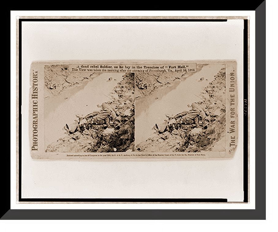 Historic Framed Print, A dead rebel soldier as he lay in the trenches ...