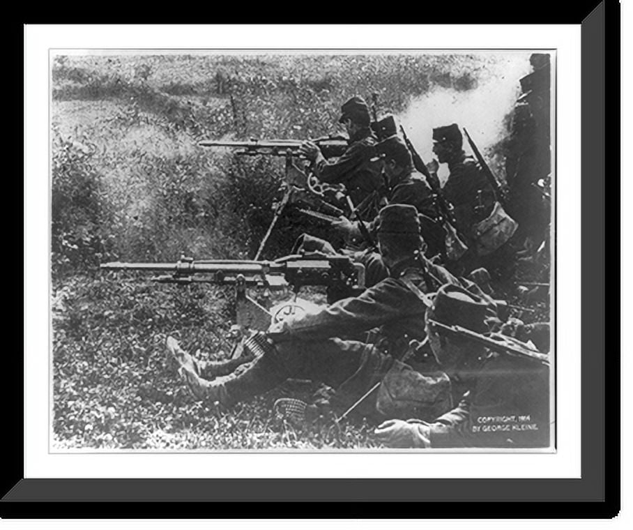 Historic Framed Print, [A detachment of French infantry with 2 quick ...
