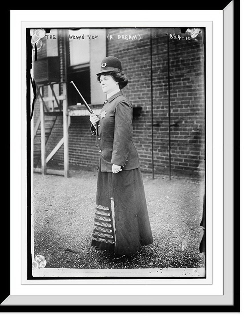Historic Framed Print, A dream - the woman "cop" holding a bobby stick ...