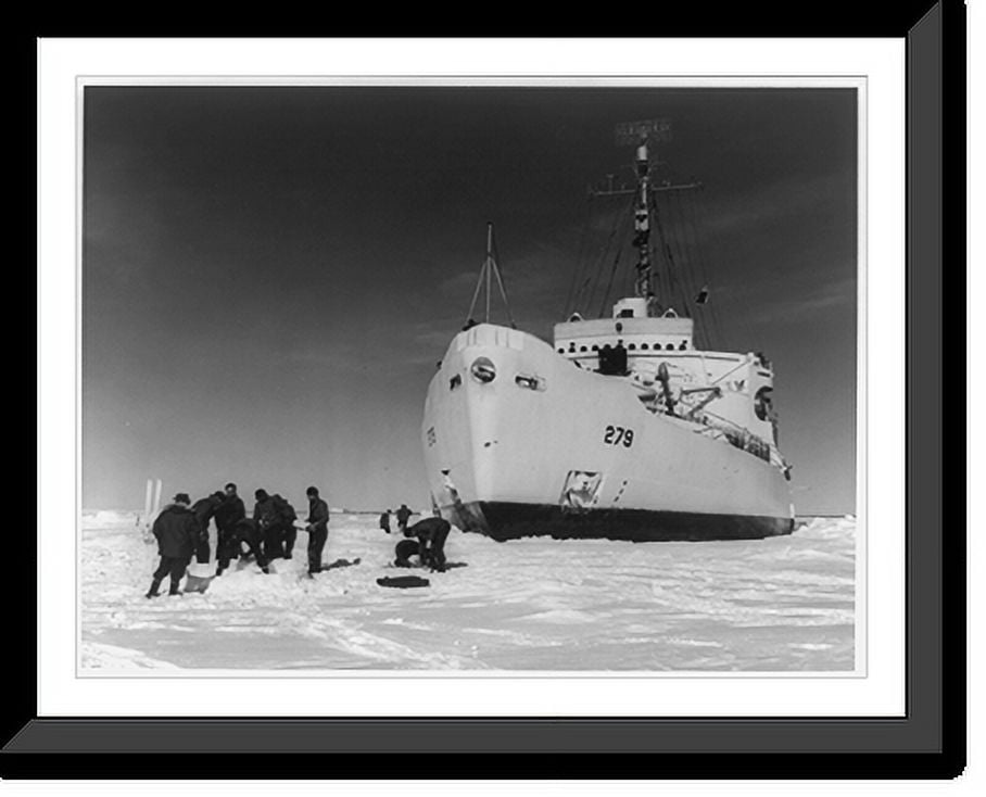 Historic Framed Print, [A group of the Coast Guardsmen building an ...
