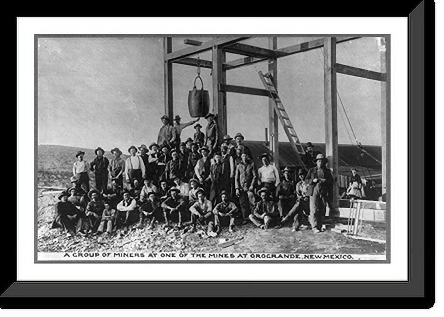 Historic Framed Print, A group of miners [posed] at one of the mines at ...