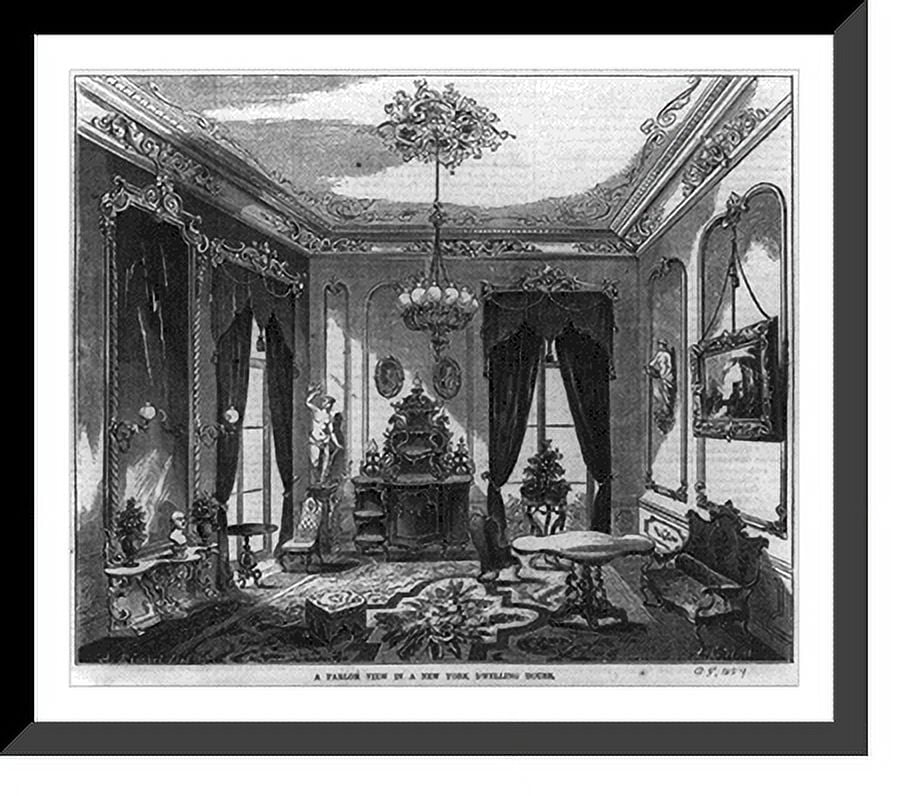 Historic Framed Print, A parlor view in a New York dwelling house ...