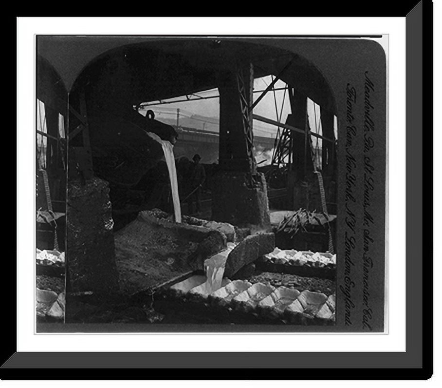 Historic Framed Print, A quarter front view of ladle puring [sic] off ...