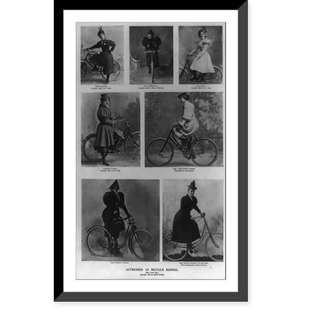 Historic Framed Print, Actresses as bicycle riders [7 illustrations of ...