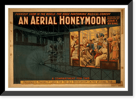 Historic Framed Print, An Aerial honeymoon invented and patented by ...