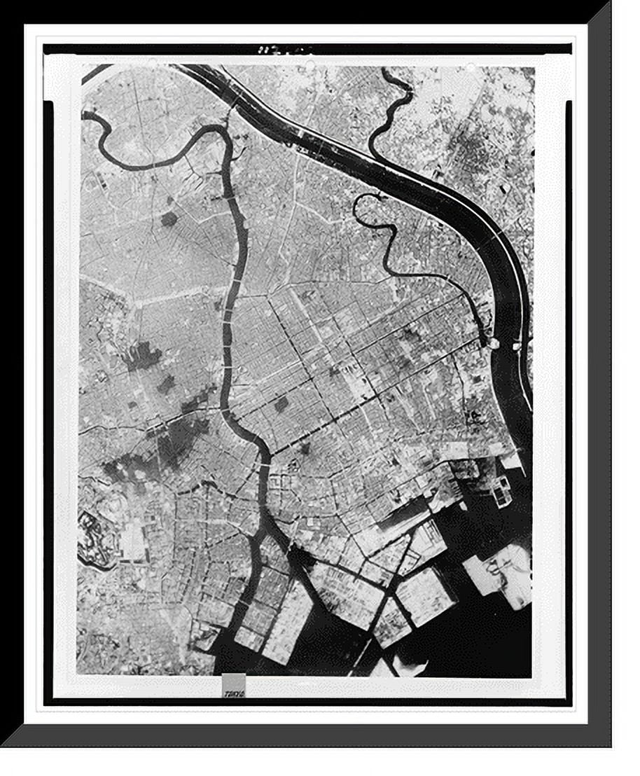 Historic Framed Print, [Aerial photo of Tokyo showing effects of first ...