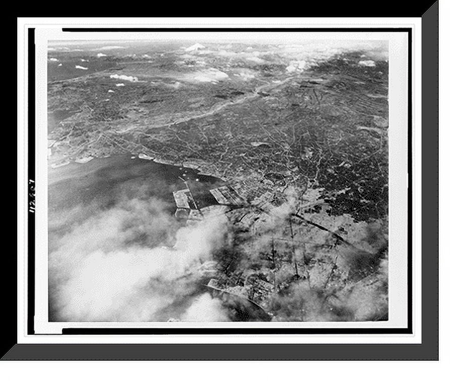 Historic Framed Print, [Aerial photo of Tokyo showing effects of first ...