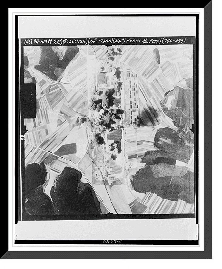 Historic Framed Print, [Aerial photograph of bombed area in Germany or ...