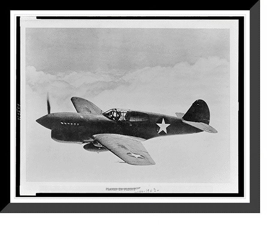 Historic Framed Print, [Aerial view of P-40 single-engine fighter plane ...