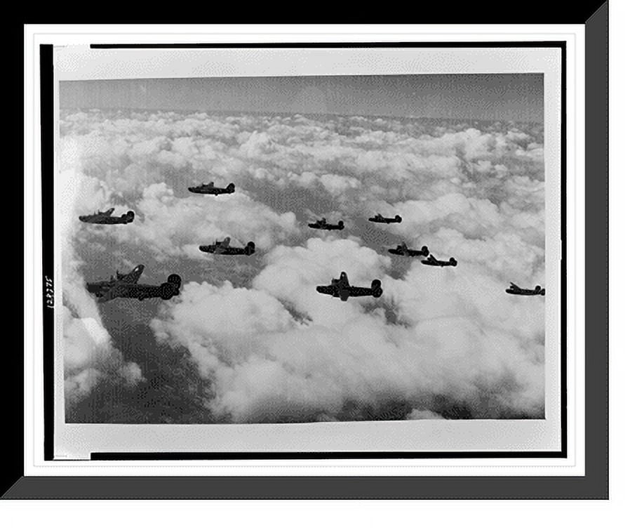 Historic Framed Print, [Aerial view of ten U.S. Air Force airplanes in ...