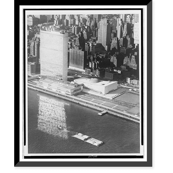 Historic Framed Print, [Aerial view of the United Nations Building, New ...