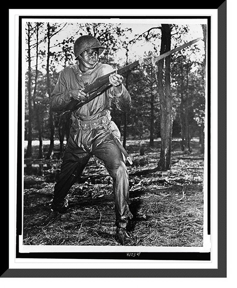 Historic Framed Print, [Afro-American soldier charging with bayonet ...