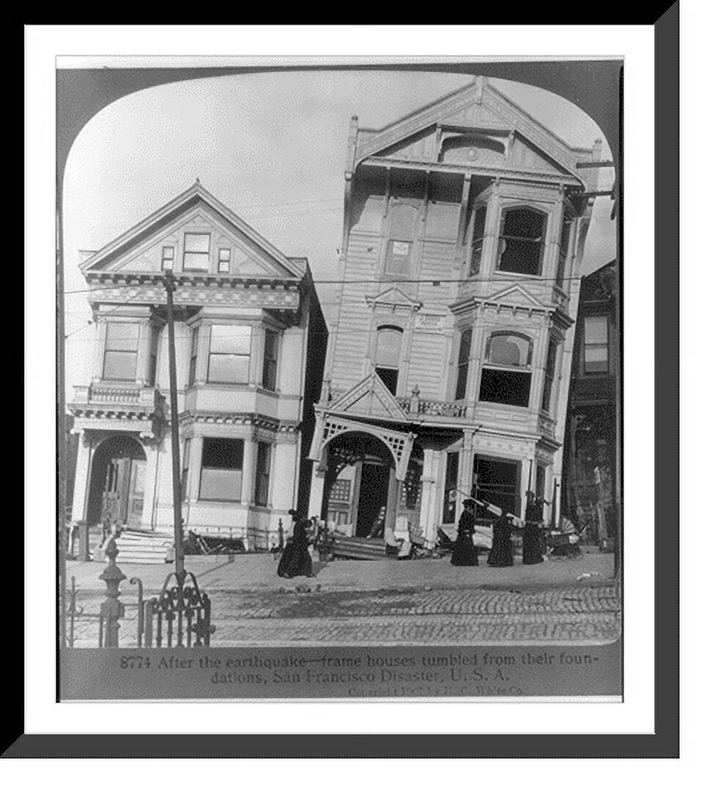 Historic Framed Print, After the earthquake - frame houses tumbled from ...