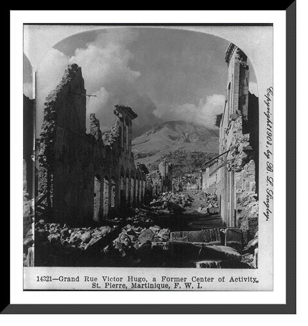 Historic Framed Print, [After the volcanic eruption of Mount Pelée ...
