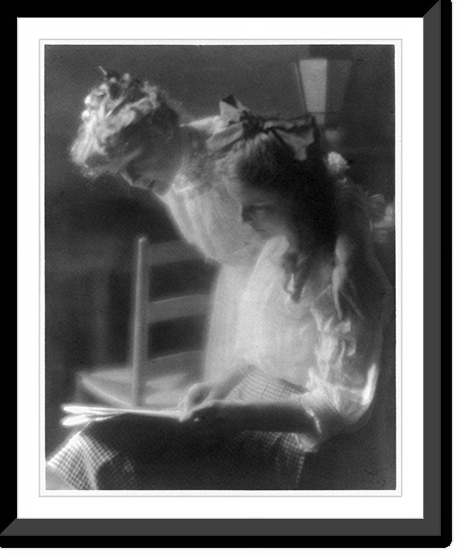 Historic Framed Print, [Agnes Lee, standing, with arm around older ...