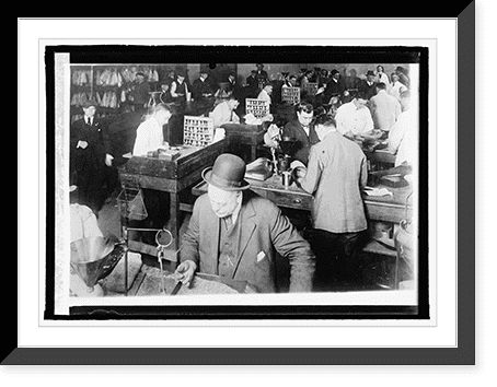 Historic Framed Print, Agrl. Dept. grading samples in grain inspecting ...