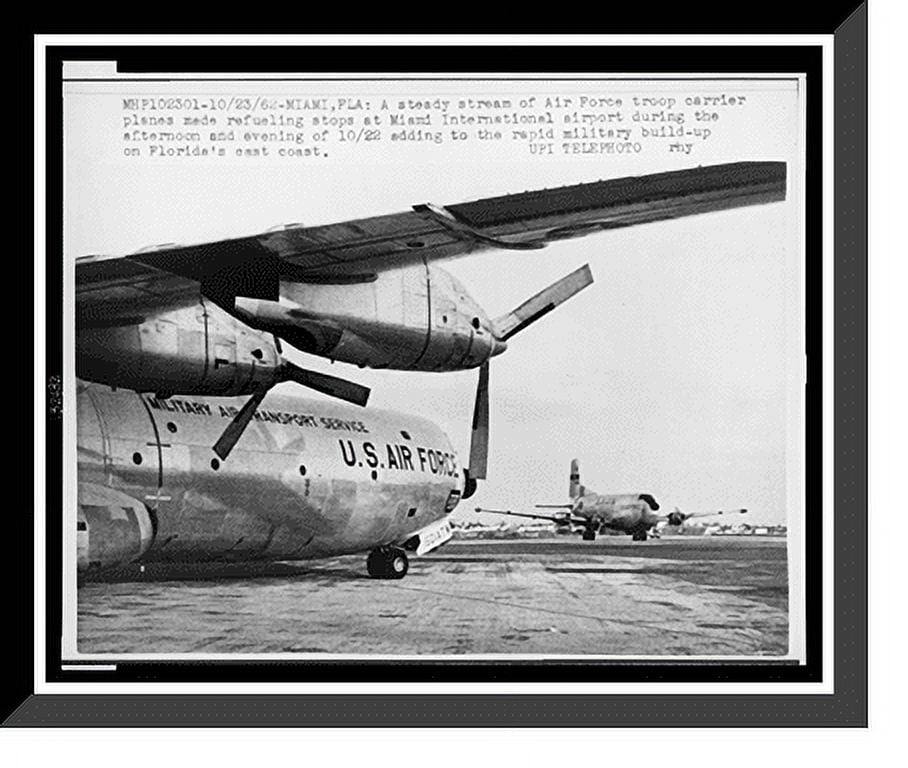 Historic Framed Print, [Air Force troop carrier planes making refueling ...