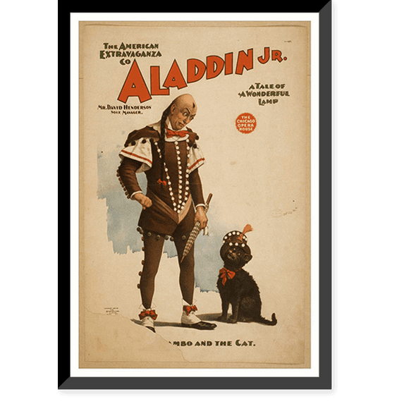 Historic Framed Print, Aladdin Jr. a tale of a wonderful lamp., 17-7/8 ...