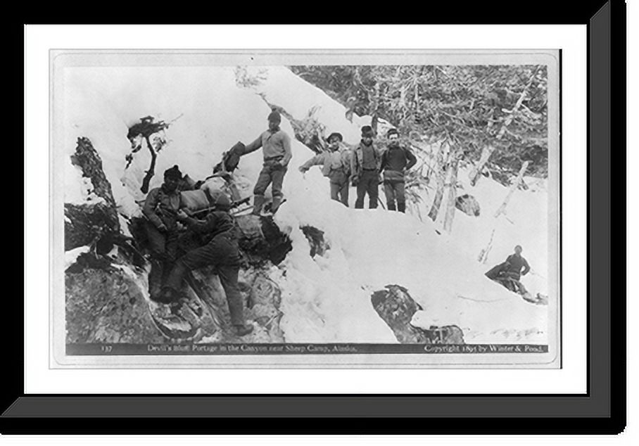 Historic Framed Print, [Alaska - Klondike - Devil's Bluff portage in ...