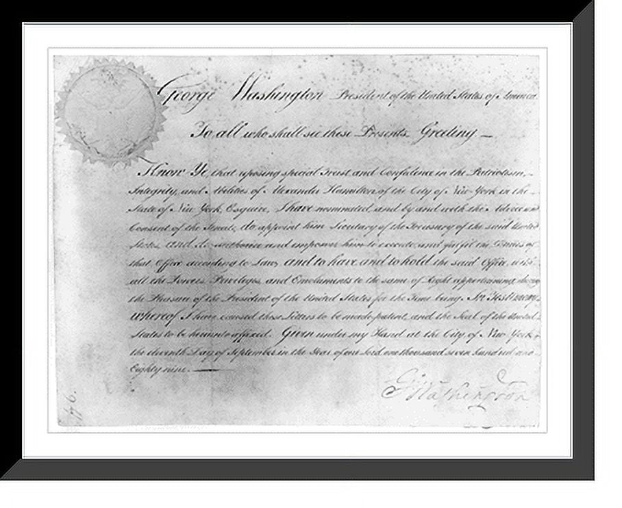 Historic Framed Print, Alexander Hamilton - commission as Treasury ...