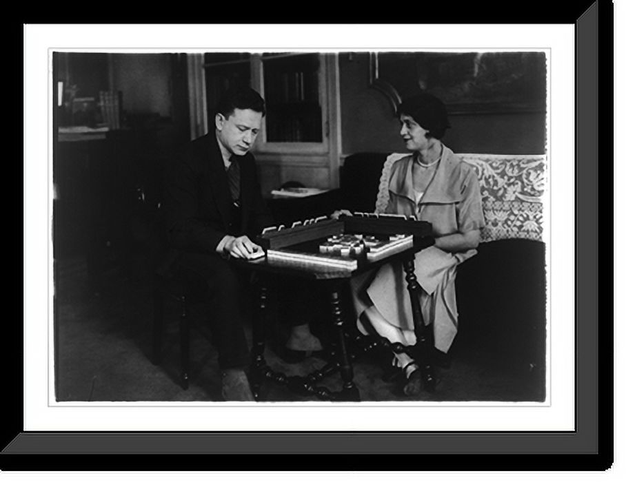 Historic Framed Print, Alma Gluck and her husband playing game ...