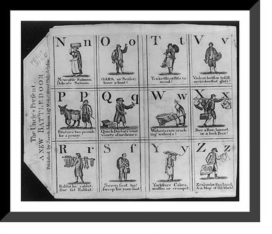Historic Framed Print, [Alphabet illus. with scenes of street criers: N ...