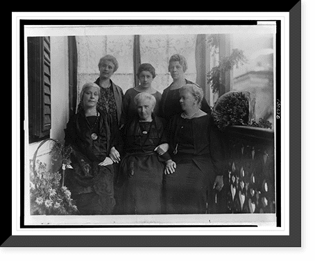 Historic Framed Print, [Amalia Freud, seated center, and her five ...