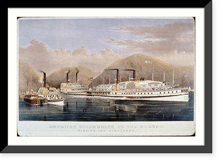 Historic Framed Print, American steamboats on the Hudson: passing the ...