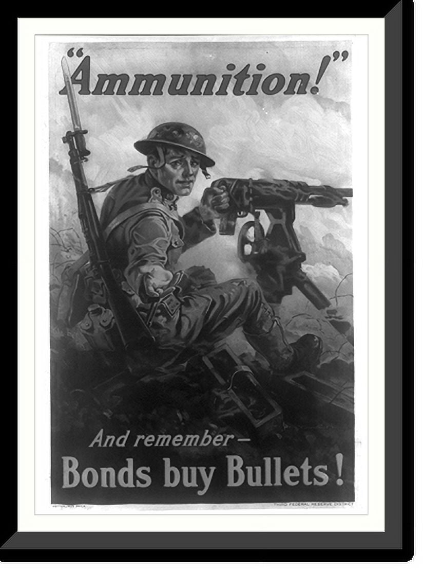 Historic Framed Print, Ammunition! And remember - bonds buy bullets ...