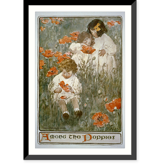 Historic Framed Print, Among the poppies.Jessie Willcox Smith, 17-7/8 ...