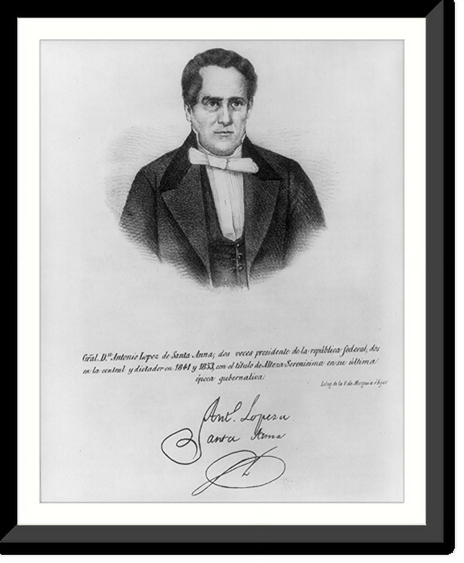 Historic Framed Print, [Antonio Lopez de Santa Anna, 1795?-1876; head ...