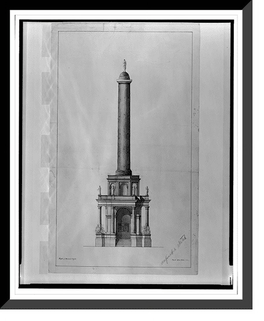 Historic Framed Print, Architectural drawing for a 600 foot columnar ...