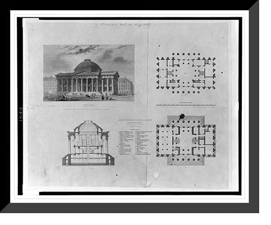 Historic Framed Print, Architectural drawing for a customs house (New ...