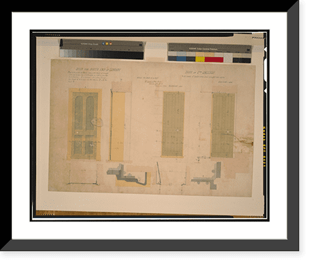 Historic Framed Print, Architectural drawing for doors (library door ...