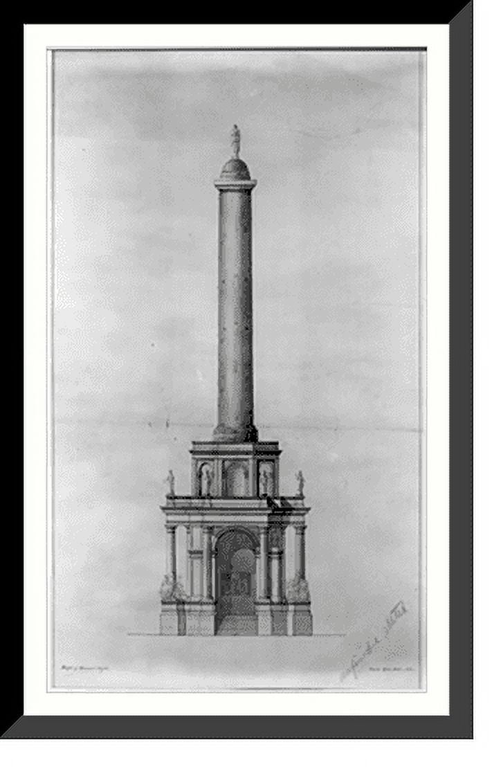 Historic Framed Print, Architectural drawing for a 600 foot columnar ...