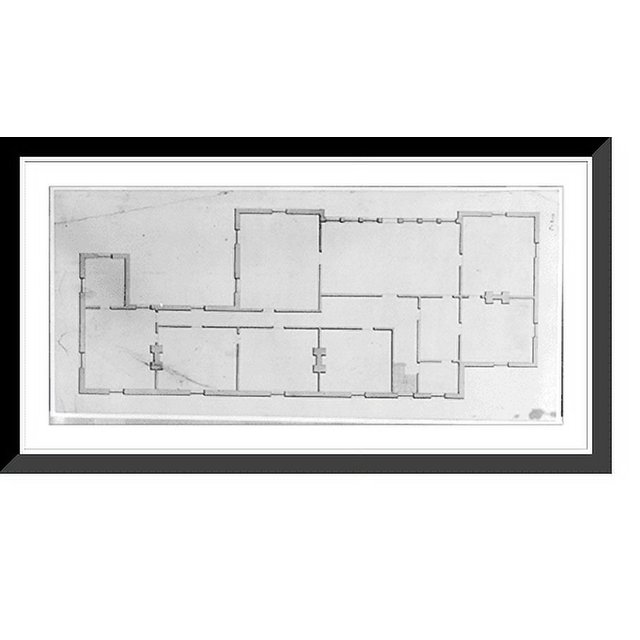 Historic Framed Print, Architectural drawing for a building with wall ...