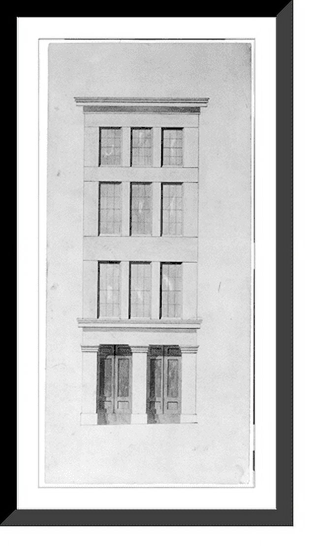 Historic Framed Print, Architectural drawing for a commercial building ...