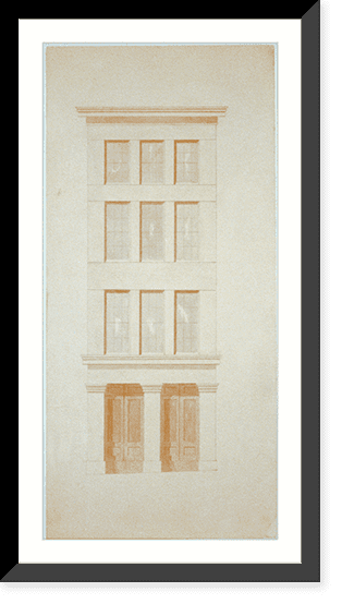 Historic Framed Print, Architectural drawing for a commercial building ...