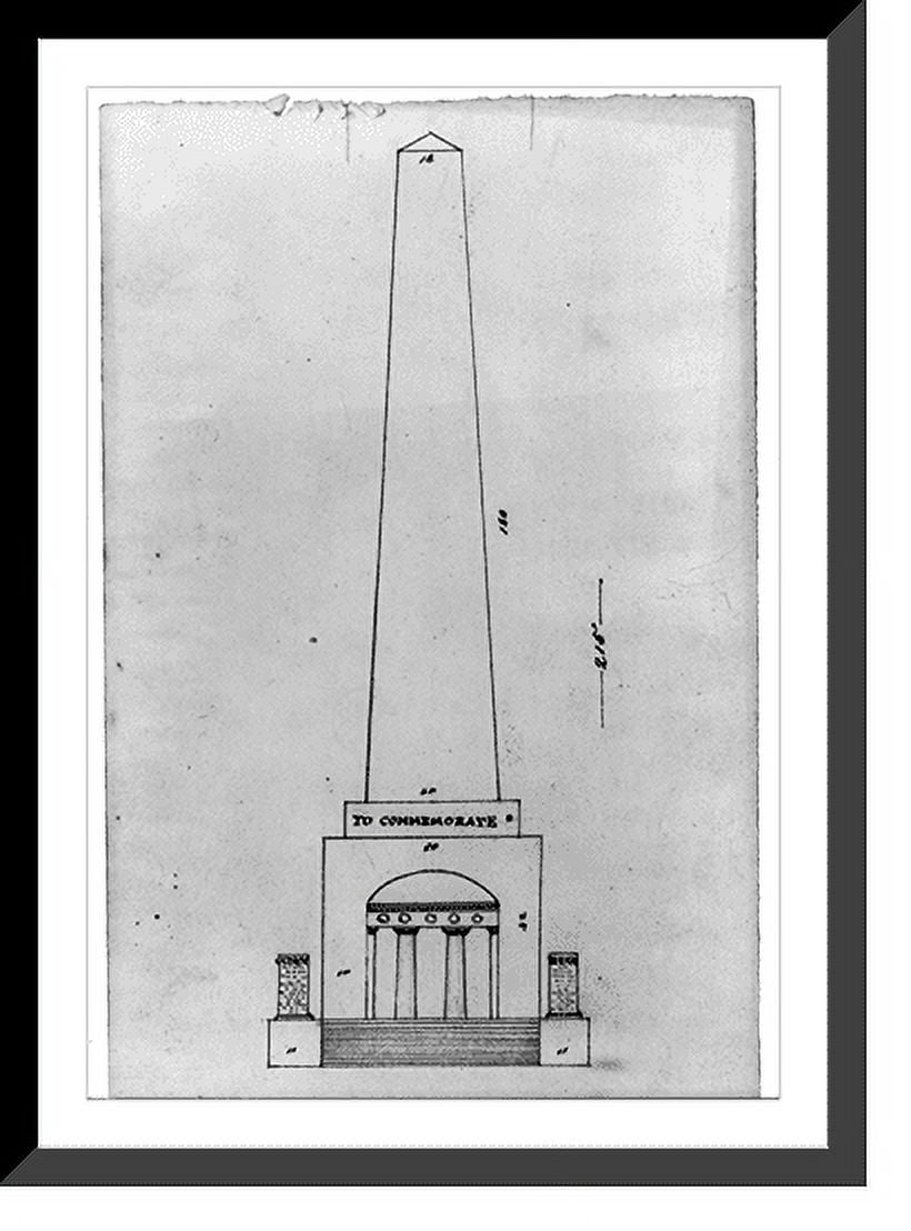 Historic Framed Print, Architectural drawing for a monument with ...