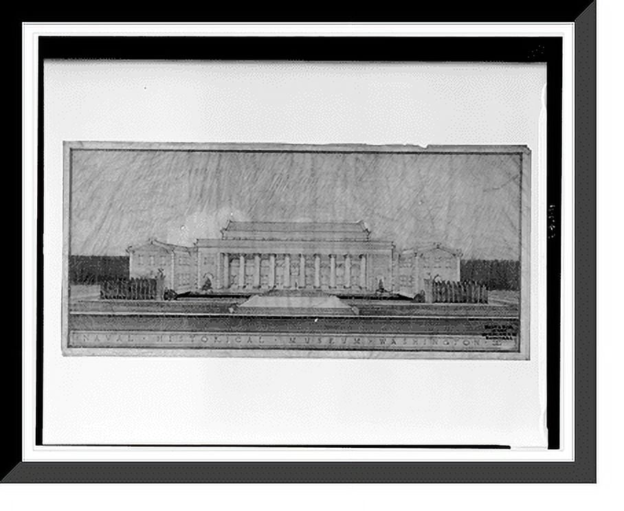 Historic Framed Print, Architectural drawing for a naval museum (Naval ...
