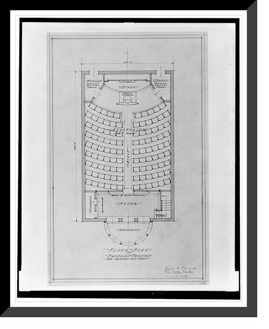 Historic Framed Print, Architectural drawing for a silent motion ...