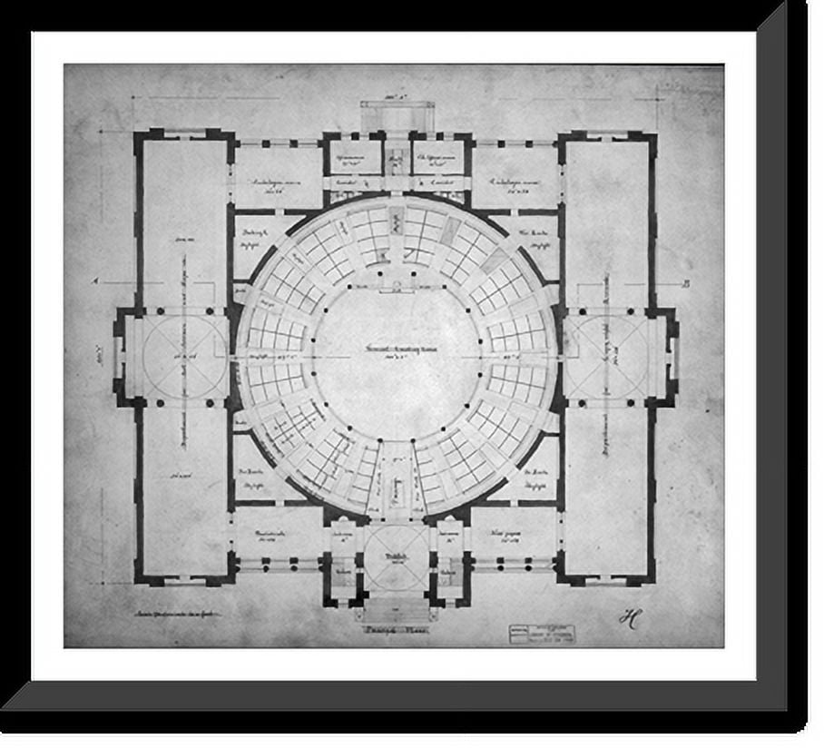 Historic Framed Print, Architectural drawing for the Library of ...