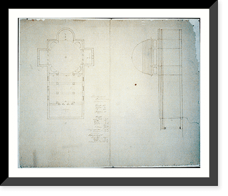 Historic Framed Print, Architectural drawing of a cathedral (Baltimore ...