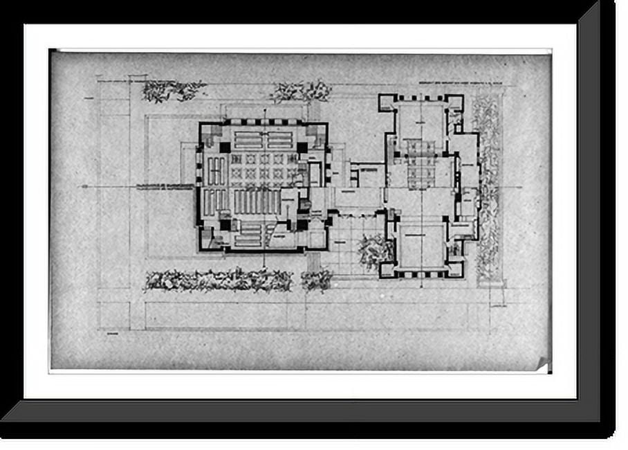 Historic Framed Print, [Architectural drawing of floor plan of Unity ...
