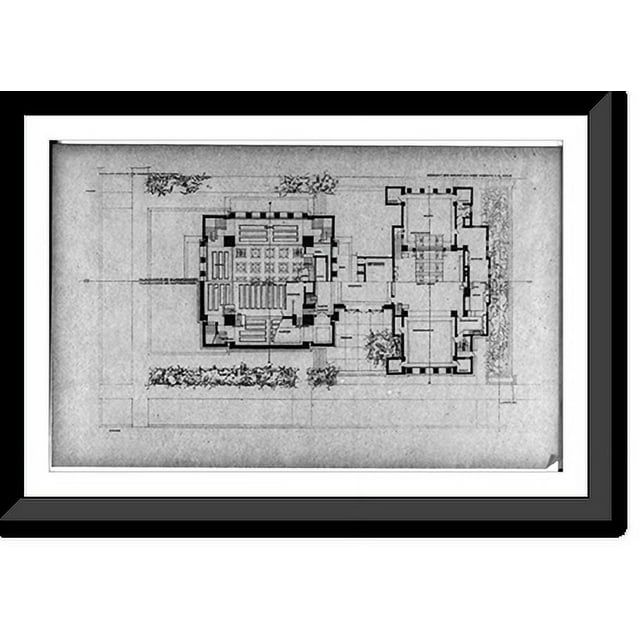 Historic Framed Print, [Architectural drawing of floor plan of Unity ...