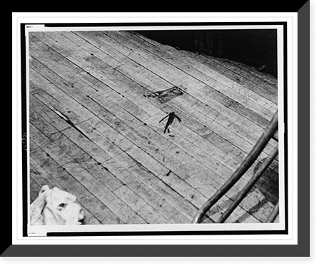 Historic Framed Print, Arrow shows blood stain on stage of Audubon ...