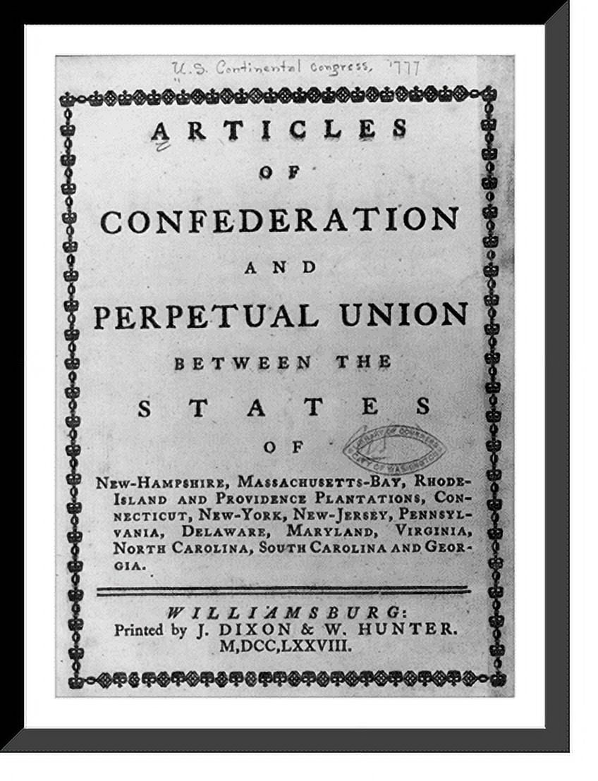 Historic Framed Print, Articles of Confederation and Perpetual Union ...