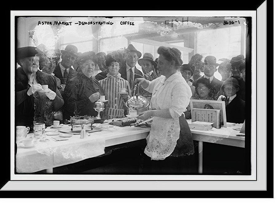 Historic Framed Print, Astor Market - Demonstrating Coffee, 17-7/8" x ...