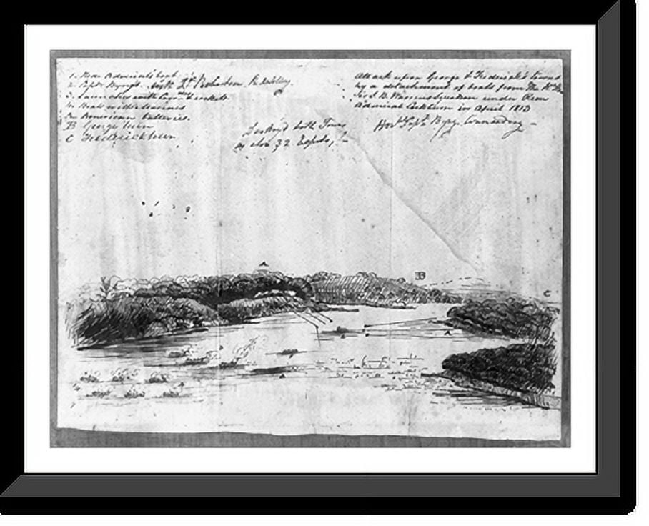 Historic Framed Print, Attack upon George & Federick's towns by a ...