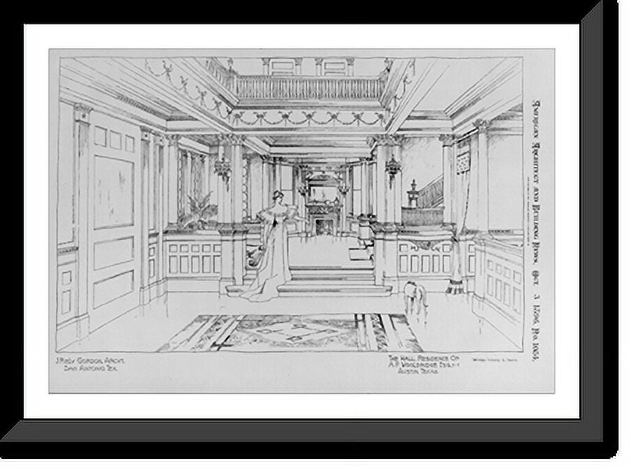 Historic Framed Print, Austin, Texas, A.P. Woolridge Residence"", 17-7/ ...